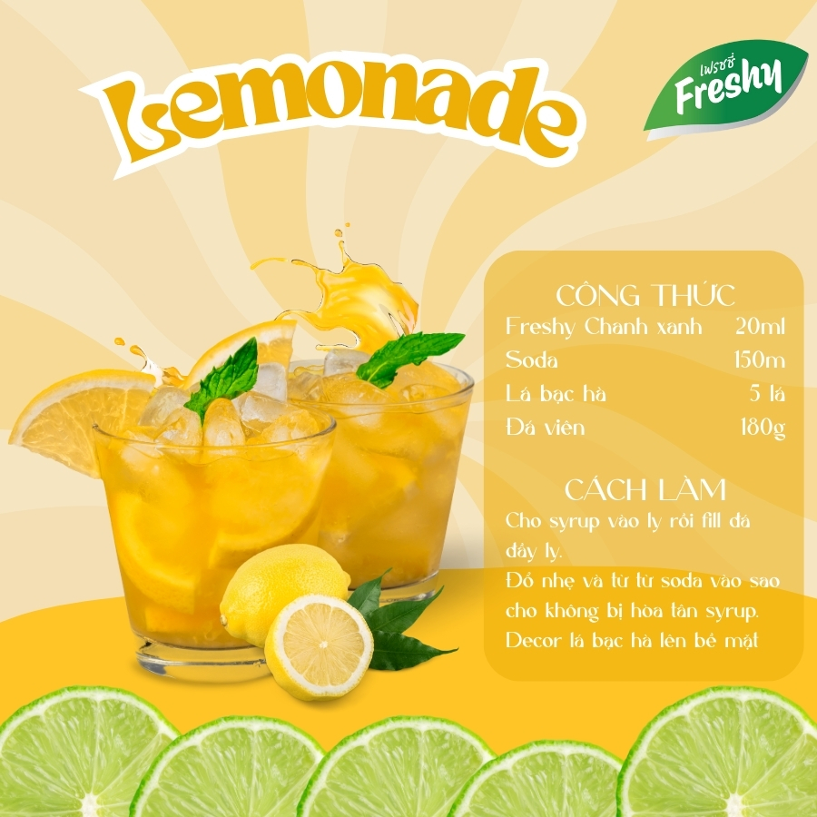 Syrup Freshy Chanh (Lime syrup) - Chai 710ml - Barista Buddy Việt Nam