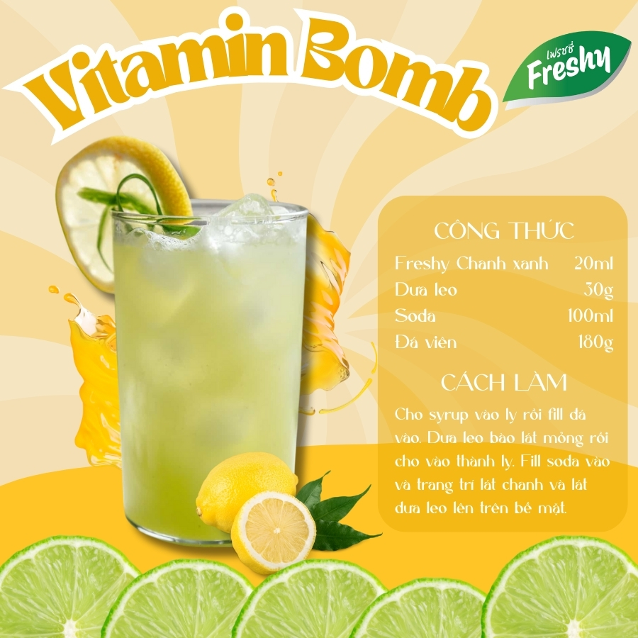 Syrup Freshy Chanh (Lime syrup) - Chai 710ml - Barista Buddy Việt Nam